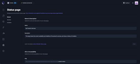status pages testkube documentation