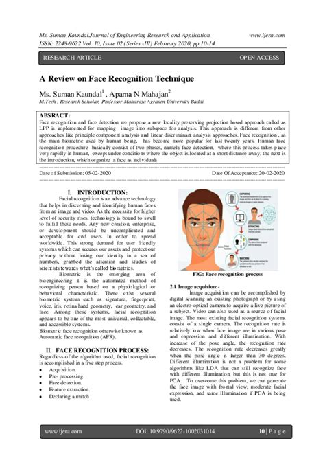 Pdf A Review On Face Recognition Technique