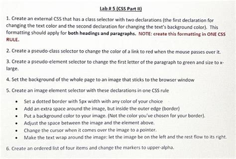 Solved Lab 5 Css Part Ii 1 Create An External Css That