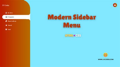 Modern Sidebar Menu In Html And Css Jv Codes