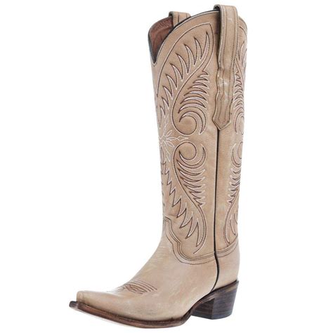 Circle G Women`s Sand Embroidered 14in Top Boot