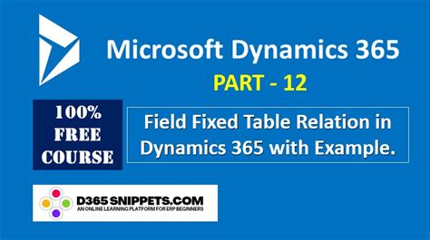 Field Fixed Relation In D365 With Example DizzyTech
