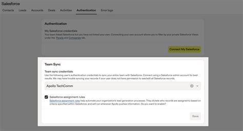 Manage Salesforce Integration Credentials Apollo
