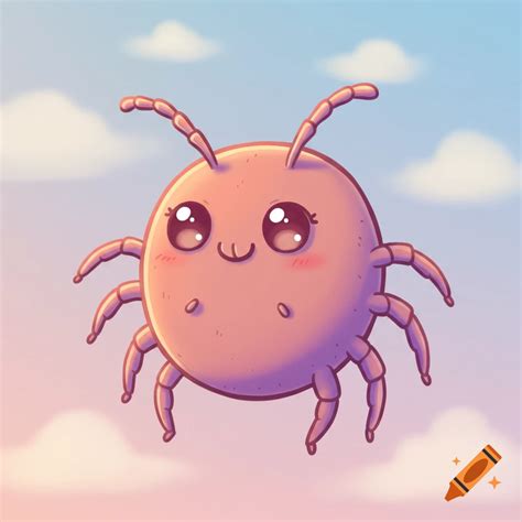 A Cute Pink Cartoon Tick Floats In A Pastel Sky On Craiyon