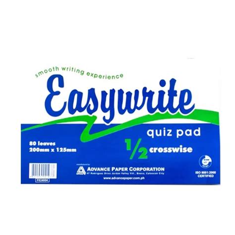 Easywrite Writing Pad Paper Grade 1 4 1 2 Crosswise Quiz Pad And