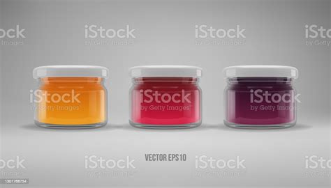 작은 유리 잼 항아리 세트 사실적인 3d 일러스트레이션 벡터 3차원 형태에 대한 스톡 벡터 아트 및 기타 이미지 3차원 형태 딸기 잼 0명 Istock