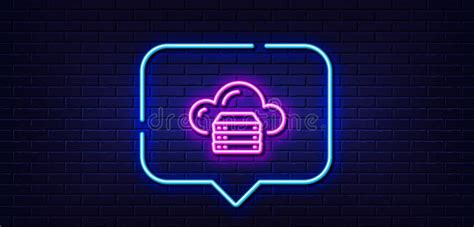 Cloud Computing Server Line Icon Internet Data Storage Sign Neon Light Speech Bubble Vector