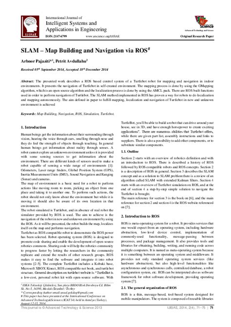 Pdf Slam Map Building And Navigation Via Ros