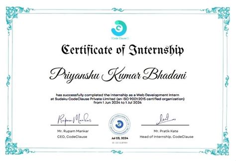 Priyanshu Bhadani On Linkedin Webdeveloper Internship Technology