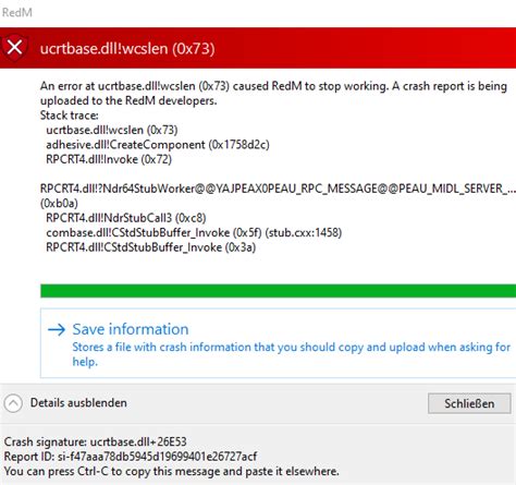 crash on startup ucrtbase dll wcslen 0x73 redm client support