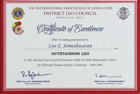 Someshwaran S On Linkedin Leoclub Awardwinning Outstandingleo Gratitude