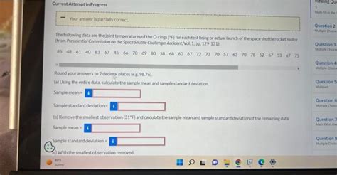 Solved The Following Data Are The Joint Temperatures Of The