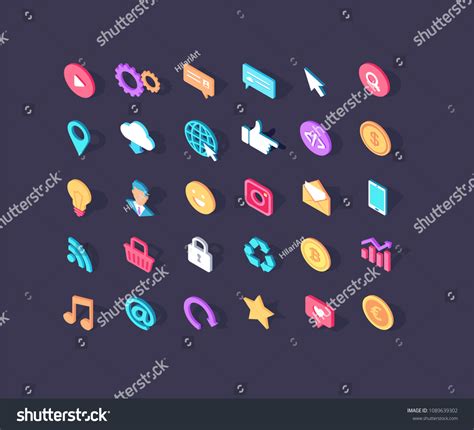 Isometric Colorful Web Design Icons Set Stock Vector Royalty Free Shutterstock
