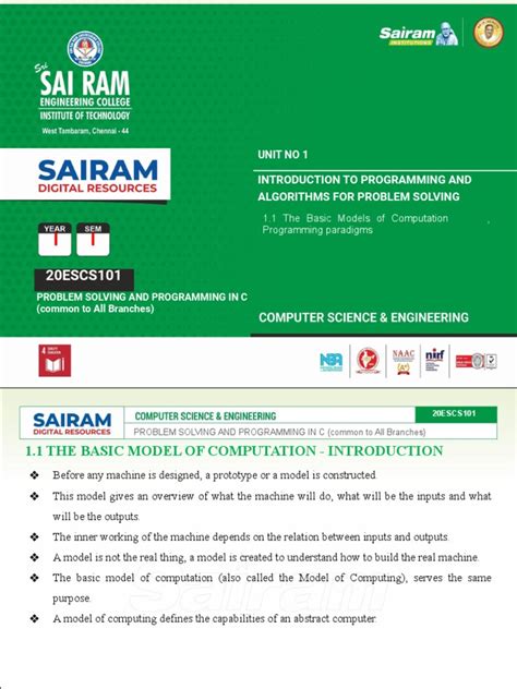 20escs101 introduction to programming and algorithms for problem solving pdf