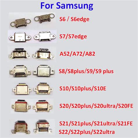 Usb 충전 소켓 포트 플러그 도크 충전기 커넥터 삼성 S6 S7 에지 S8 S9 S10 S20 S21 S22 플러스 울트라 Fe A52 A82 용 10 개