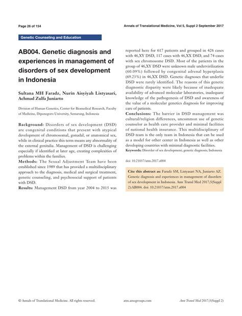 PDF AB Genetic Diagnosis And Experiences In Management Of Disorders Of Sex Development In