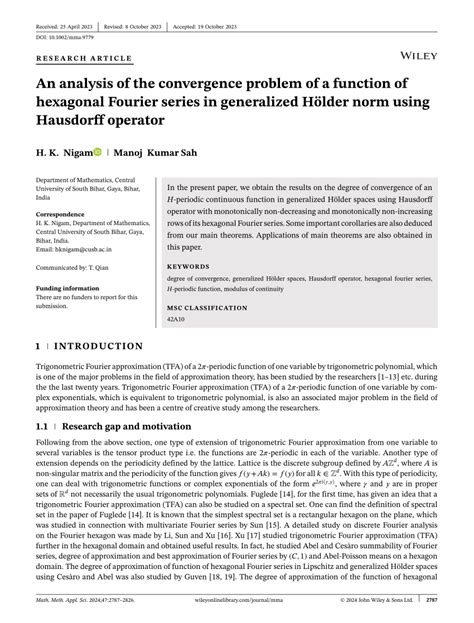 An Analysis Of The Convergence Problem Of A Function Of Hexagonal Fourier Series In Generalized