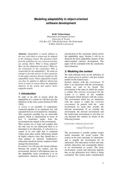 pdf modeling adaptability in object oriented software development