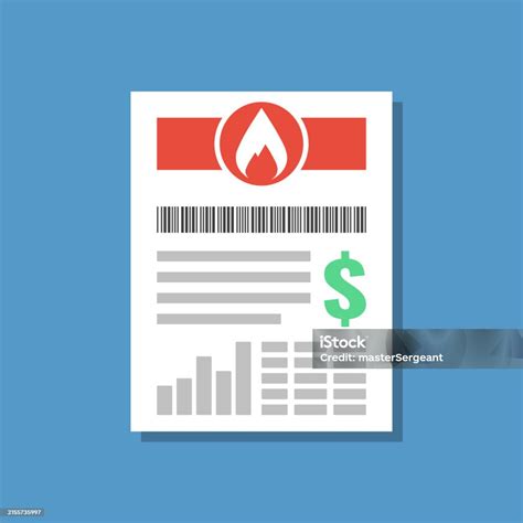 천연 가스 또는 열 빌 평면 디자인 벡터 일러스트 레이 션 생활비 증가 개념 유틸리티 종이 송장 픽토그램 가격에 대한 스톡 벡터 아트 및 기타 이미지 Istock