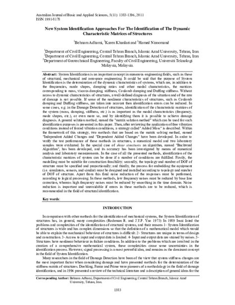 Pdf New System Identification Approaches For The Identification Of