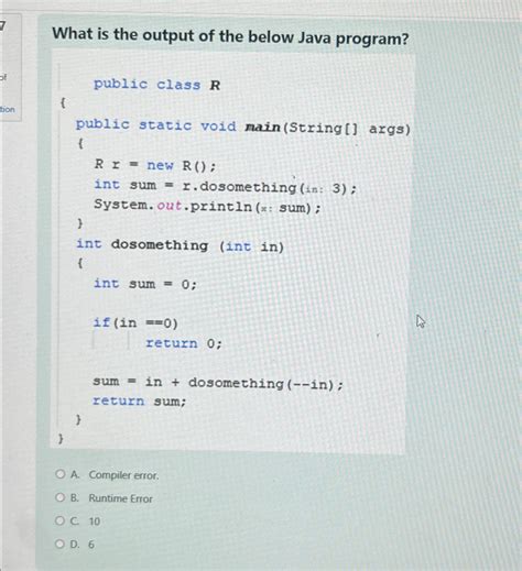 Solved What Is The Output Of The Below Java Programpublic