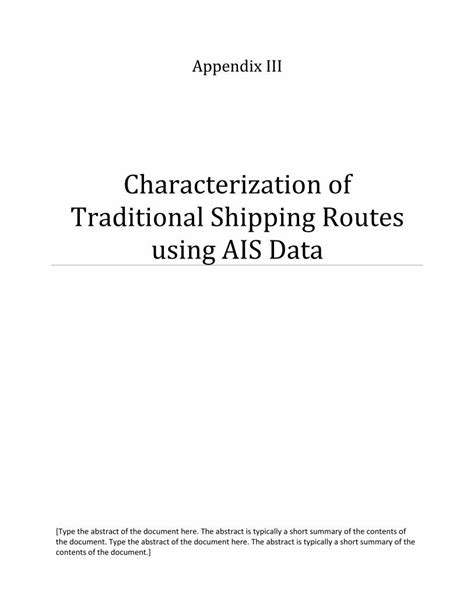 Pdf Characterization Of Traditional Shipping Routes Using Ais Data