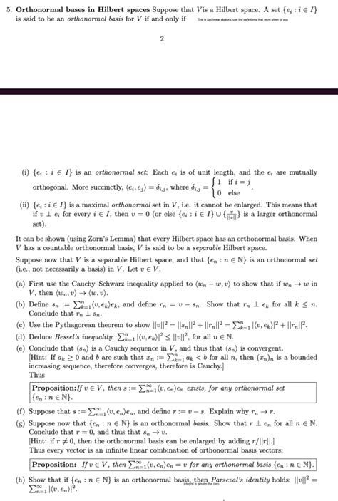 Solved Orthonormal Bases In Hilbert Spaces Suppose That V