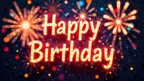 Happy Birthday Celebration With Colorful Fireworks And Lights Stock Illustration Illustration