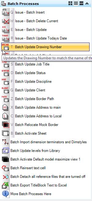 Cadtools Tools Batch Processs Batch Update Drawing Number