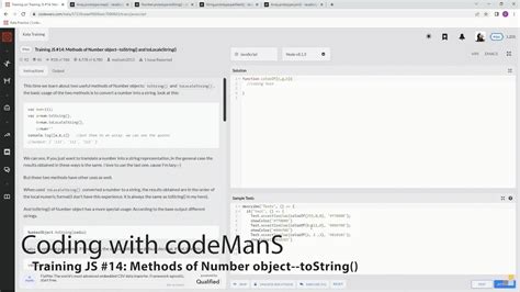 Codewars 8 Kyu Training Js 14 Methods Of Number Object Tostring Javascript Youtube
