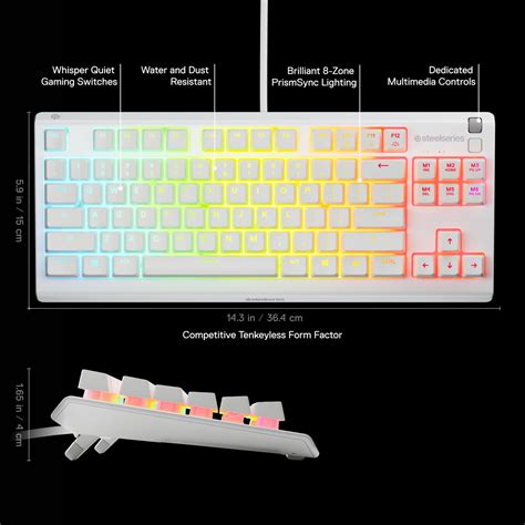SteelSeries Apex TKL Wired Membrane Whisper Quiet Switch Gaming Keyboard Zone RGB