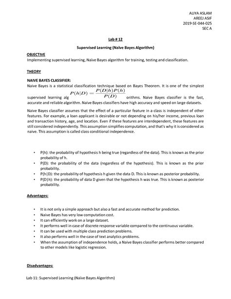 SOLUTION Supervised Learning Na Ve Bayes Algorithm Studypool