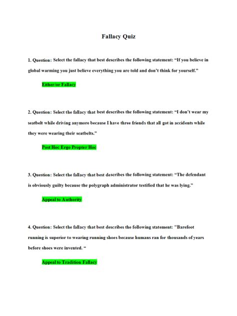 PHI Topic Quiz Fallacies In Everyday Life Quiz Course Resources