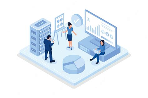 Premium Vector Business Characters Using Remote Servers To Analyzing