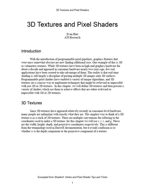 3d Textures And Pixel Shaders Explained Pdf Texture Mapping Shader