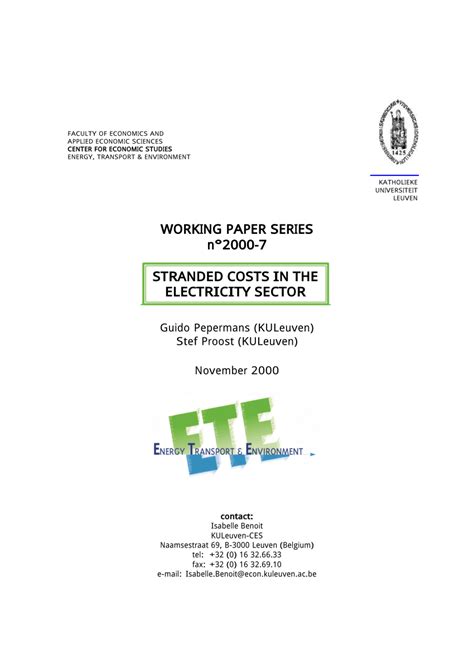 Pdf Stranded Costs In The Electricity Sector