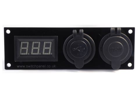 Double USB Socket 12V Socket On Panel With Volt Meter