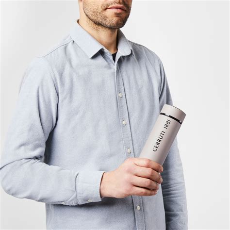 Mens Designer Thermal Flask Cerruti 1881 Beige Isothermal Flask Block Luxury Corporate Ts