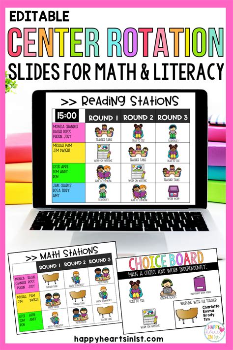 Center Rotation Slides For Math And Literacy Digital Station Board Timers Guided Math Groups