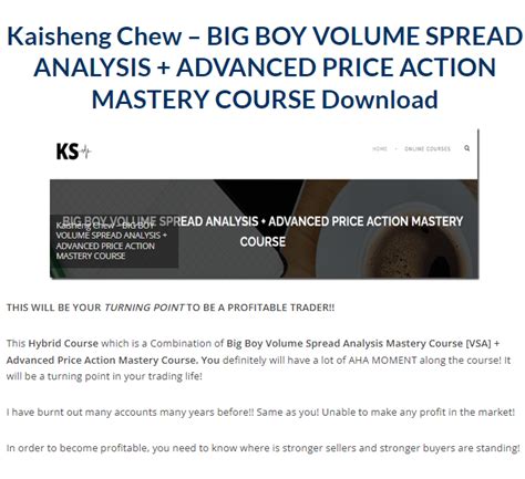 Kaisheng Chew Big Boy Volume Spread Analysis Advanced Price Action