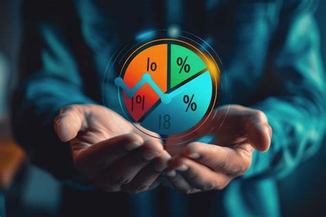 Premium Photo Businessman Holds Up An Arrow Icon And Percentage With Graph Indicators For