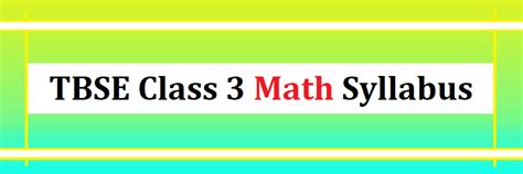 Tbse Class 3 Math Syllabus 2024 25
