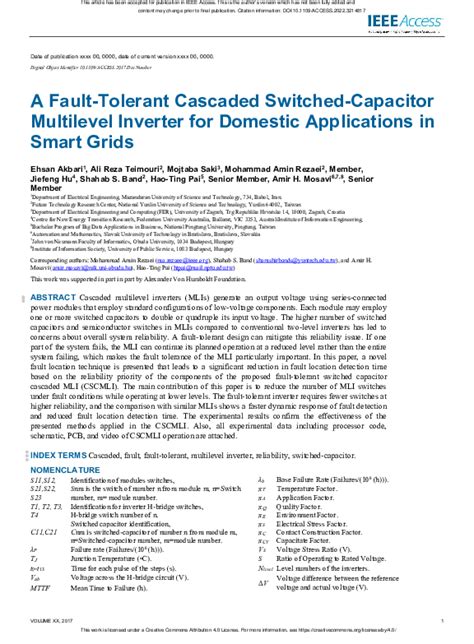 Pdf A Fault Tolerant Cascaded Switched Capacitor Multilevel Inverter For Domestic Applications