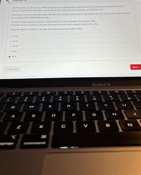 Solved The Production Supeevilior For A Manutacturing Frem Chegg Com