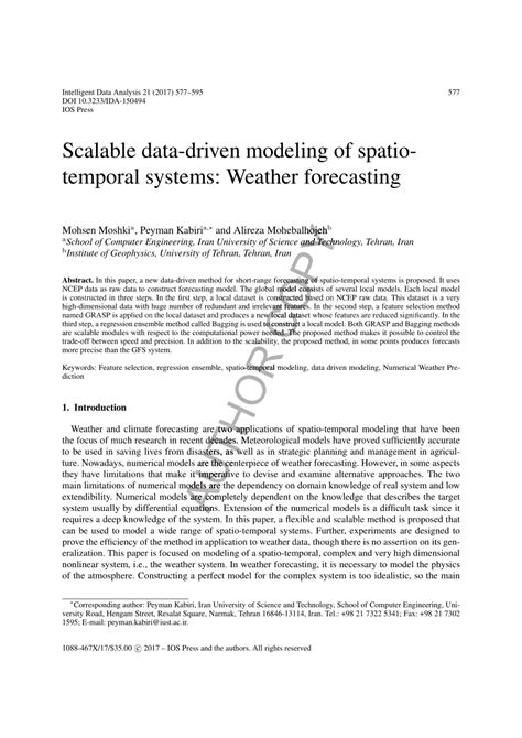 Pdf Scalable Data Driven Modeling Of Spatio Temporal Systems Weather Forecasting