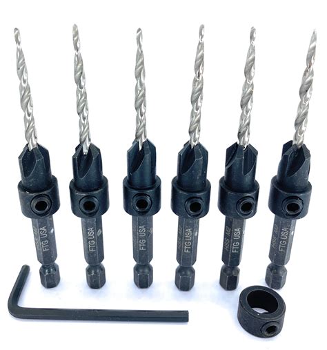 Ftg Usa Countersink Drill Bit Set 6 Pc Tapered 6964 Countersink