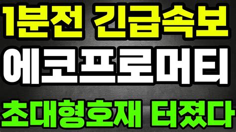 에코프로머티 🔥1분전속보 초대형 호재 터졌다 에코프로머티 에코프로머티주가 에코프로머티주가전망 Youtube