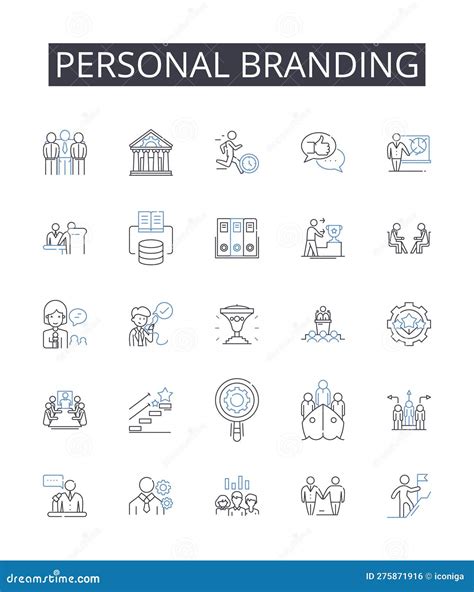 Personal Branding Line Icons Collection Online Presence Image Management Identity Creation