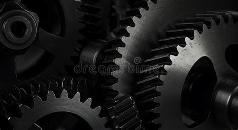 Interlocking Metallic Gears In Various Sizes With A Dark Polished