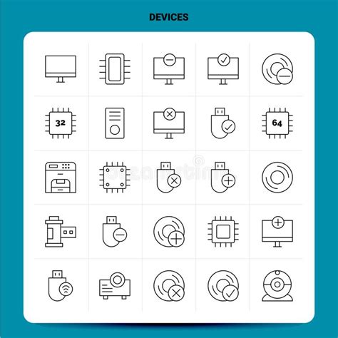 Outline 25 Devices Icon Set Vector Line Style Design Black Icons Set